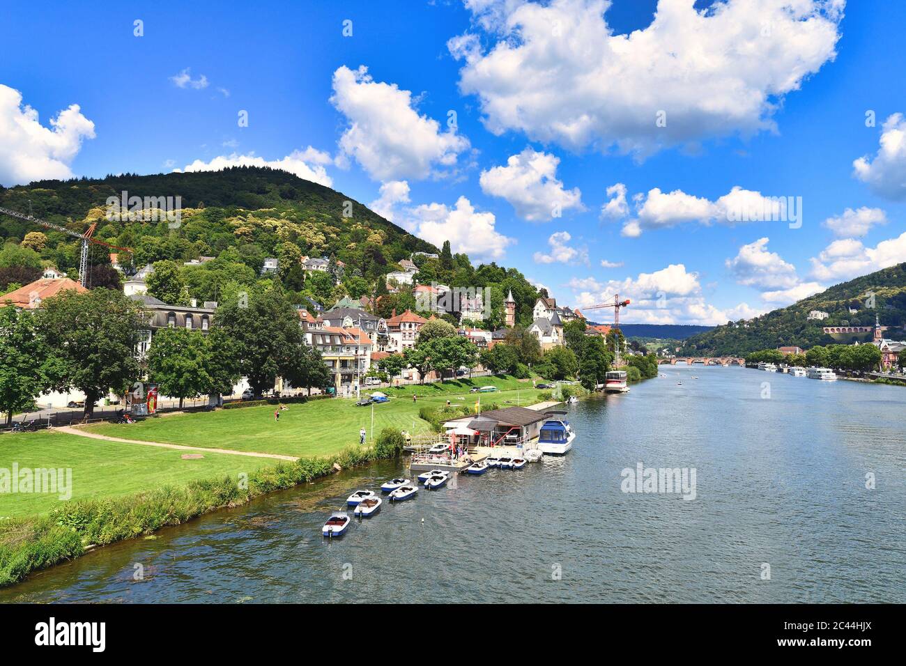 Heidelberg, June 2020: View over Heidelberg neckar river with old ...