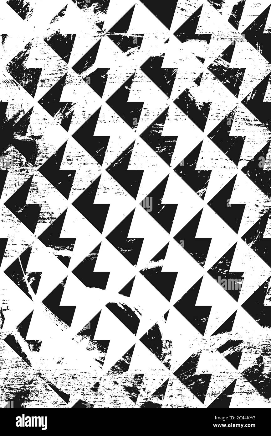 Grunge abstract geometric pattern. Vertical black and white backdrop ...