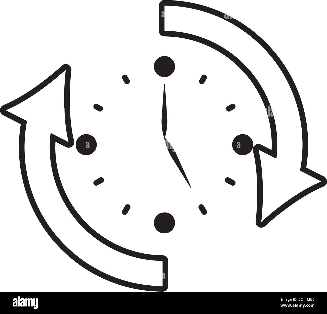 clock with sync arrows around over white background, line style, vector ...