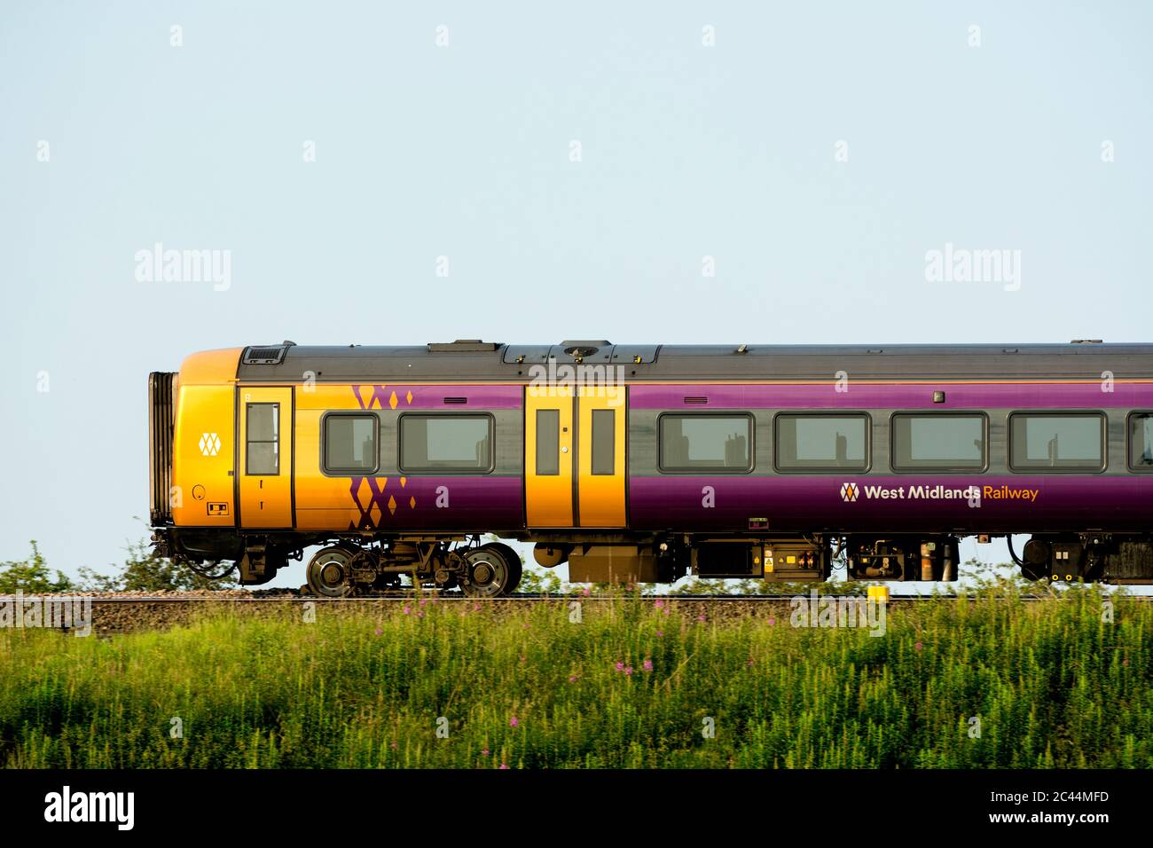 West Midlands Railway Class 172 diesel train, side view, Warwickshire ...