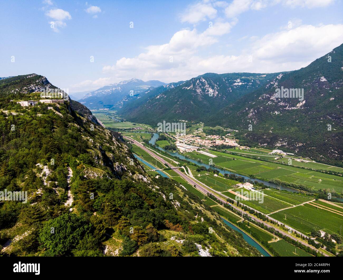 Italy, Veneto, Verona, Scenic view of A22 Motorway stretching across ...