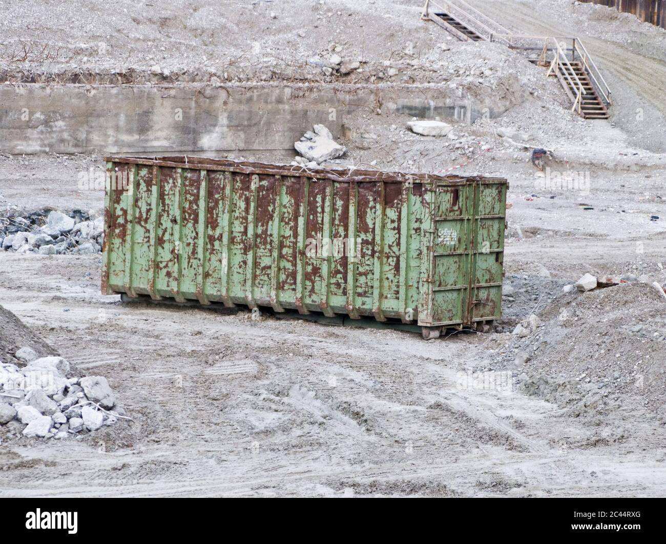 Containers in the gravel Stock Photo - Alamy