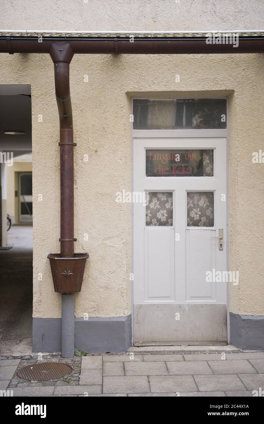 Front door and gutter Stock Photo - Alamy