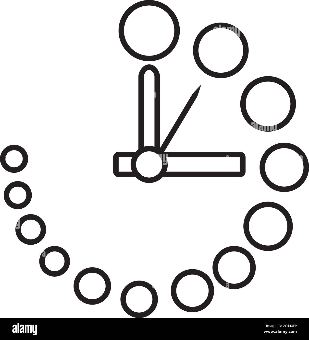 dots clock icon over white background, line style, vector illustration ...