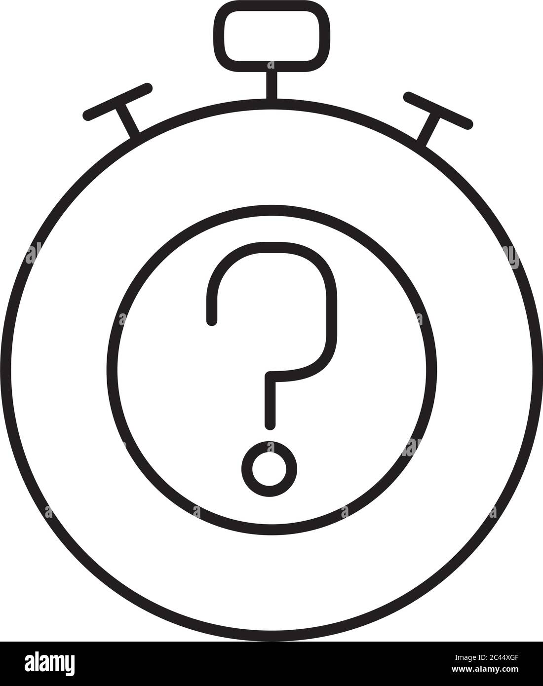 chronometer with question mark icon over white background, line style ...