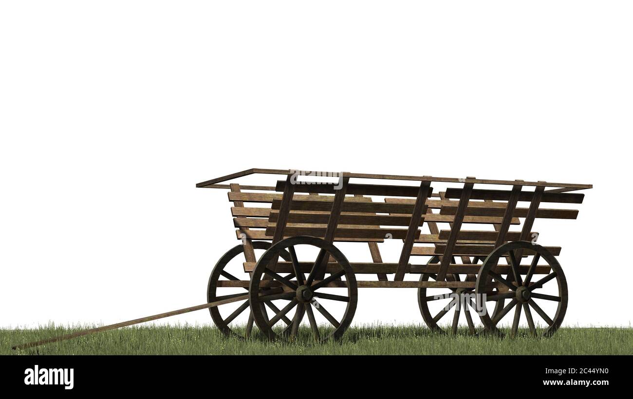 ancient wooden medieval cart - isolated on white background Stock Photo ...