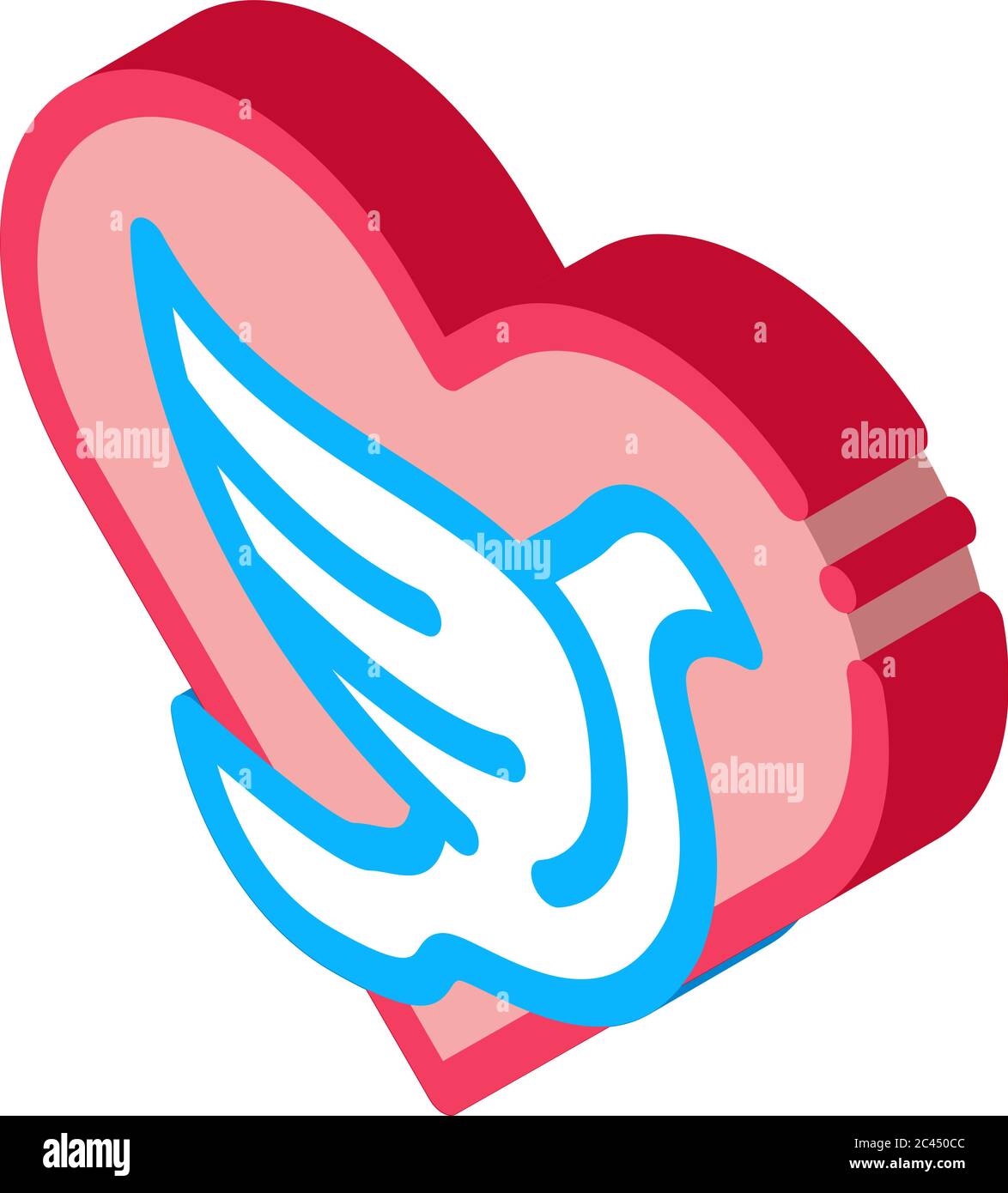 pigeon in center of heart isometric icon vector illustration Stock ...