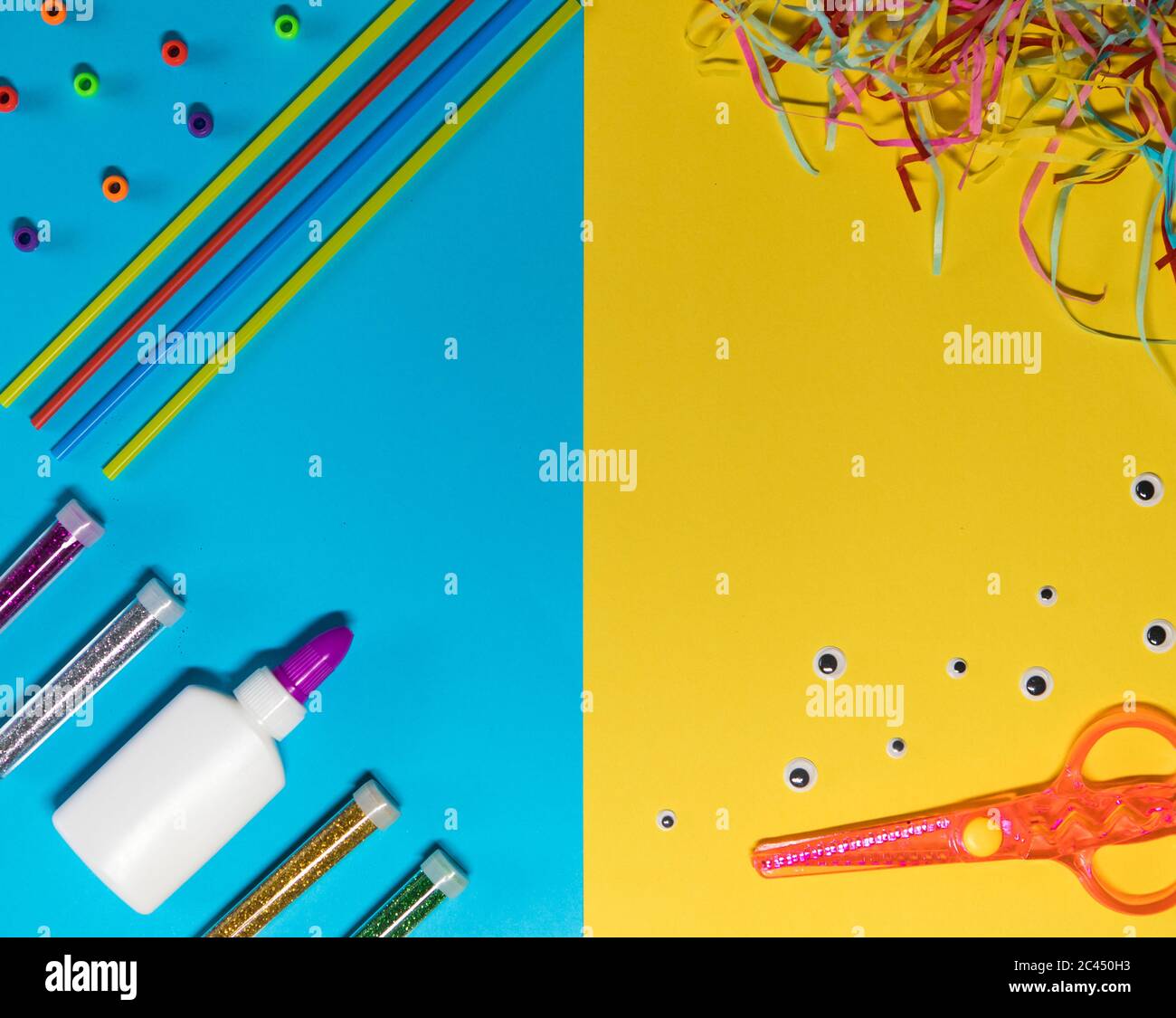 Arts and crafts flat lay with various materials Stock Photo - Alamy