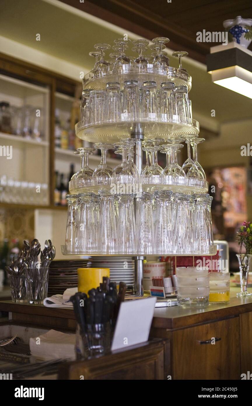 Stack of glasses in a bar Stock Photo - Alamy