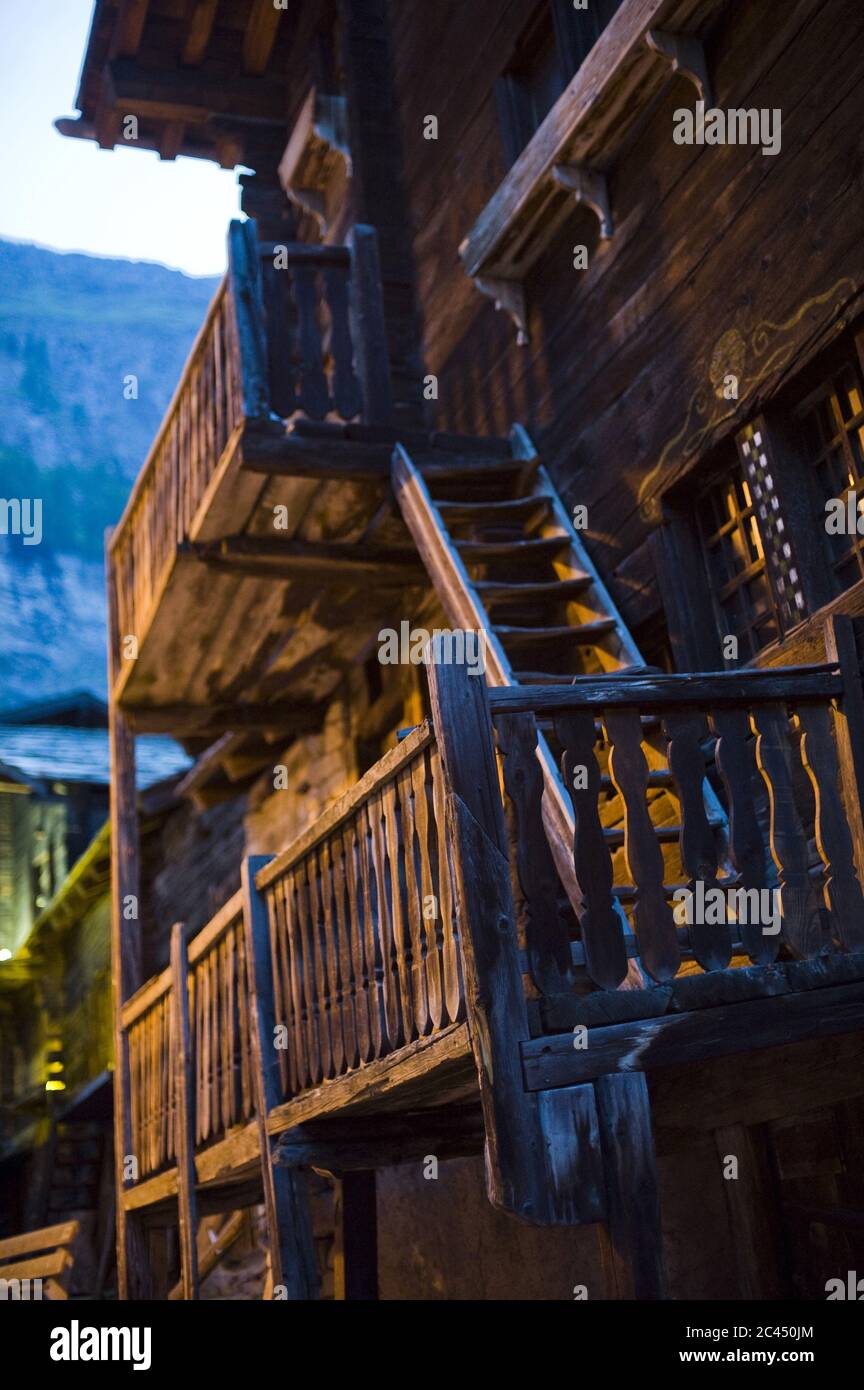 Wooden hut in the mountains, Zermatt, Switzerland Stock Photo - Alamy