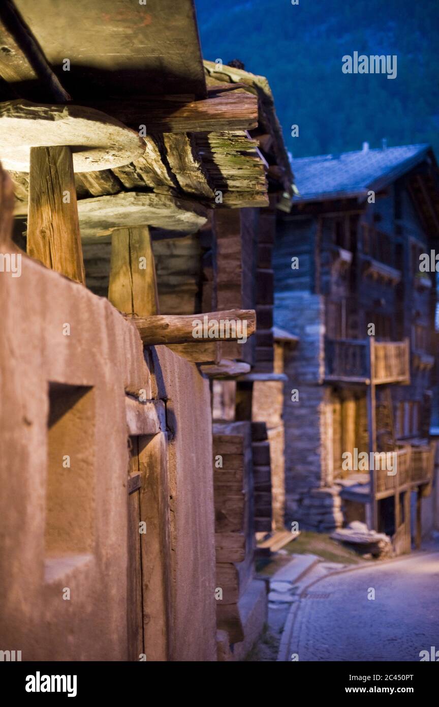 Wooden hut in the mountains, Zermatt, Switzerland Stock Photo - Alamy