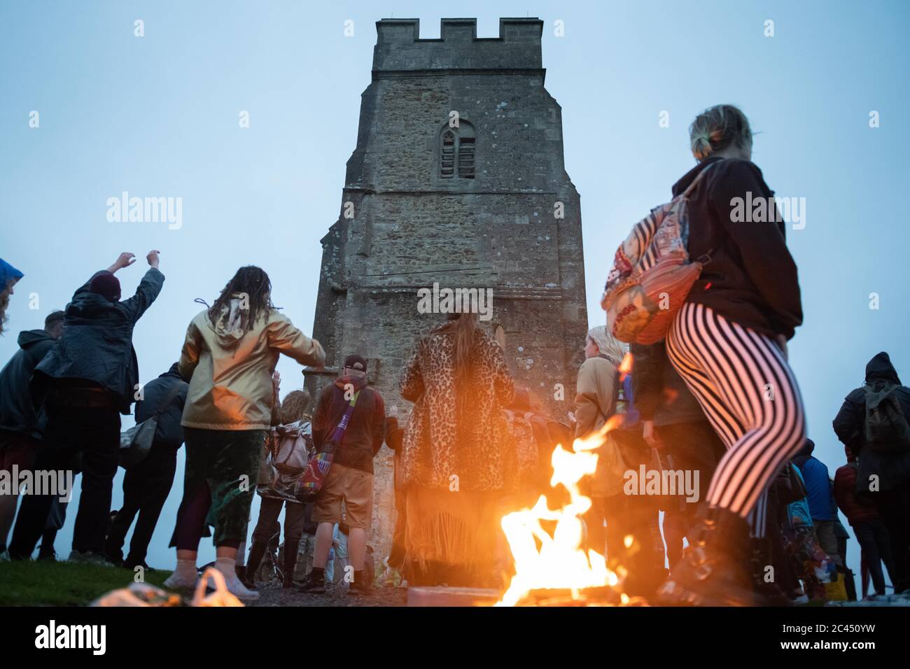 Glastonbury Tor, Glastonbury, Somerset, UK. 21 June, 2020. About a 150 ...