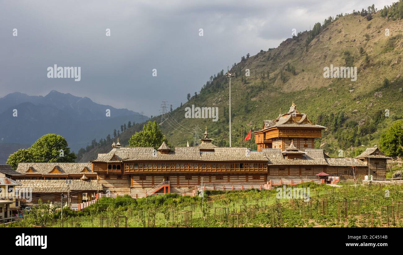 The ancient Hindu temple of Bhimakali in the Himalayan village of ...