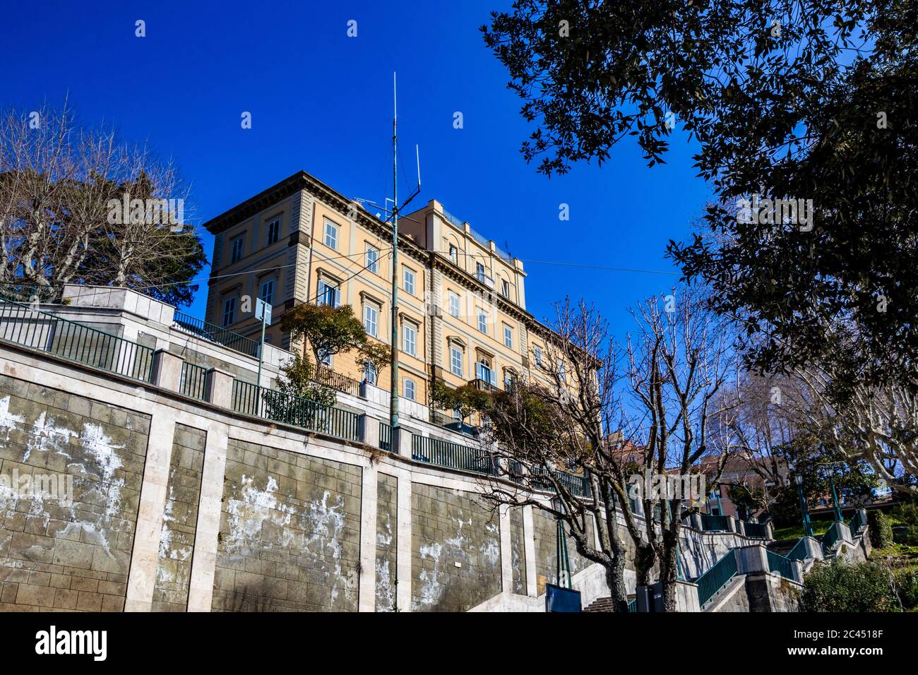 A detail of Frascati, in the Roman Castles, with one of its historic ...