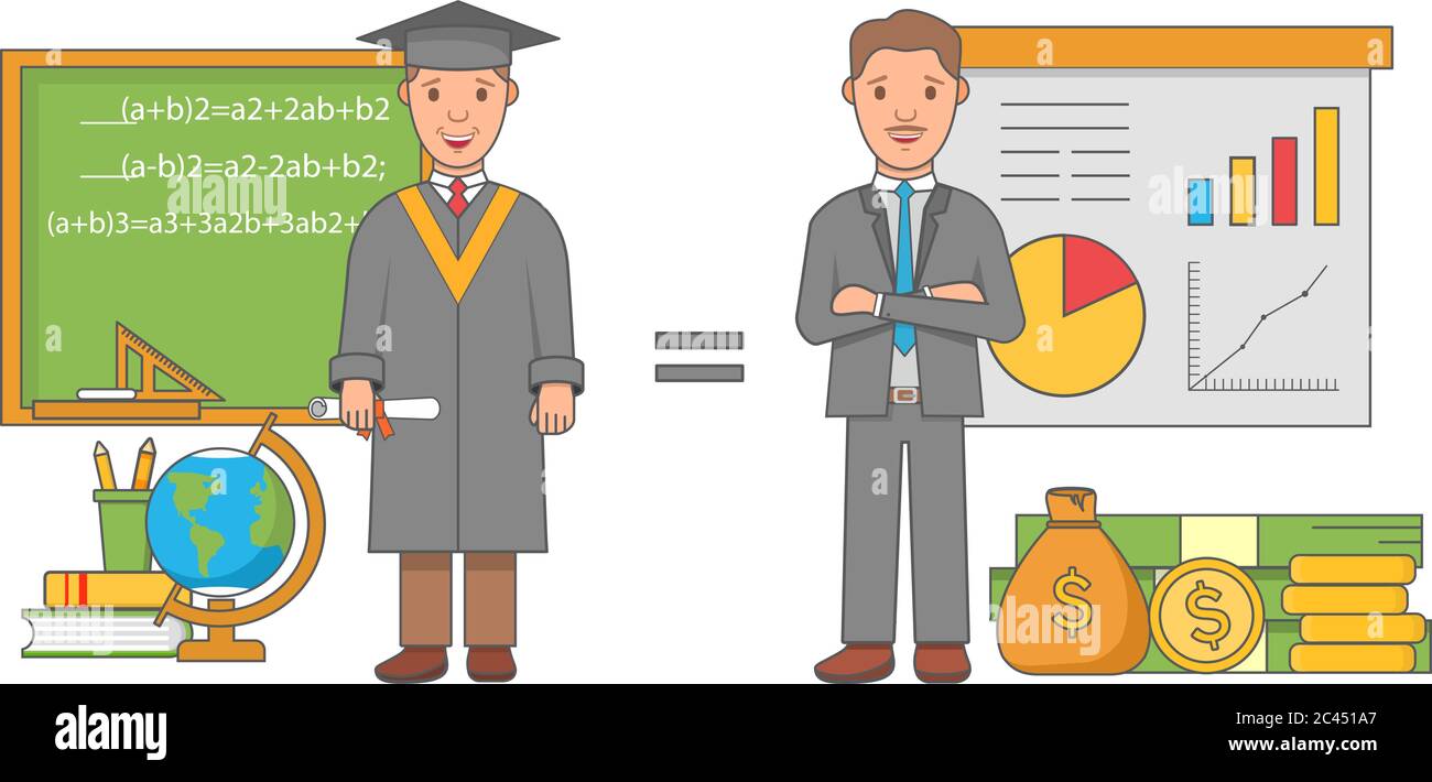 Education concept vector illustration in flat linear style Stock Vector ...