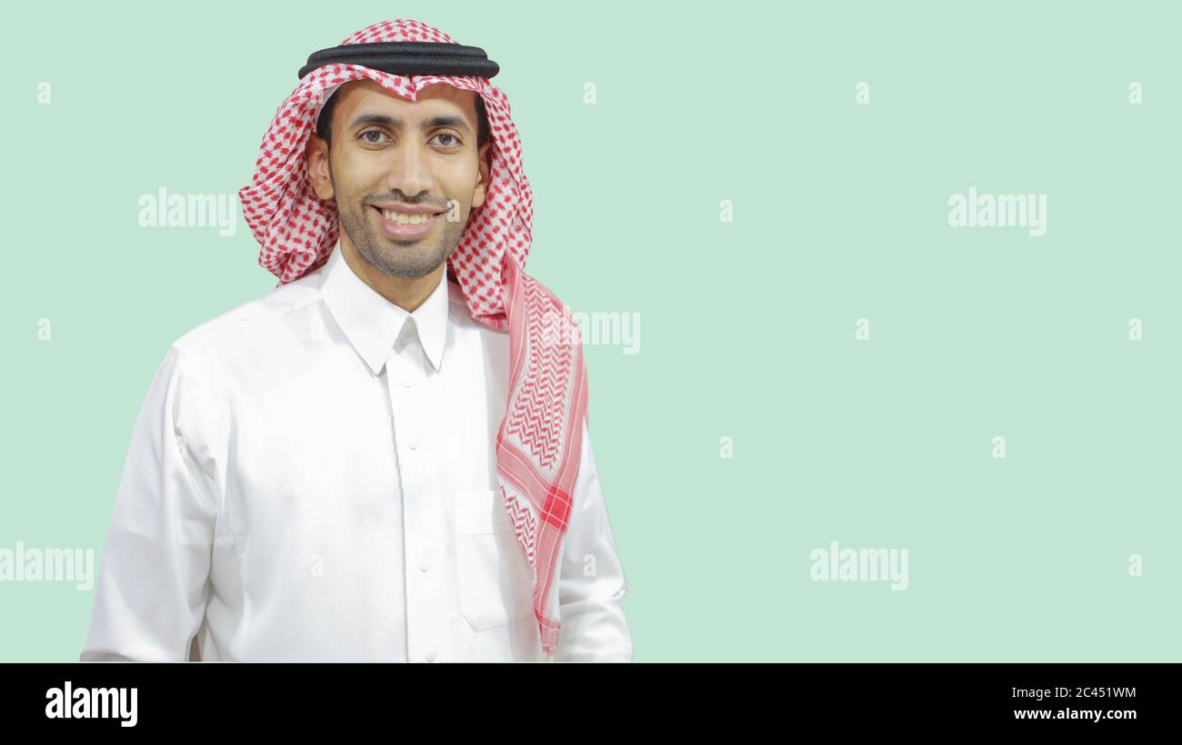 A Happy Saudi Man, isolated Arab man, Jeddah, Saudi Arabia, September ...
