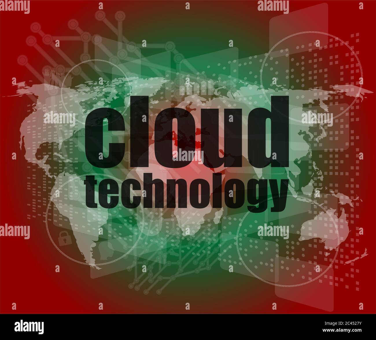 words cloud technology on digital screen, information technology ...