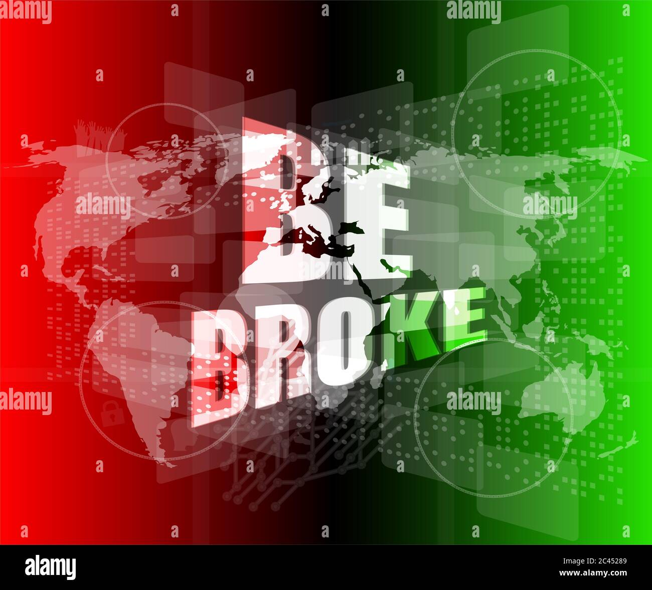 touch screen interface with be broke words Stock Photo - Alamy