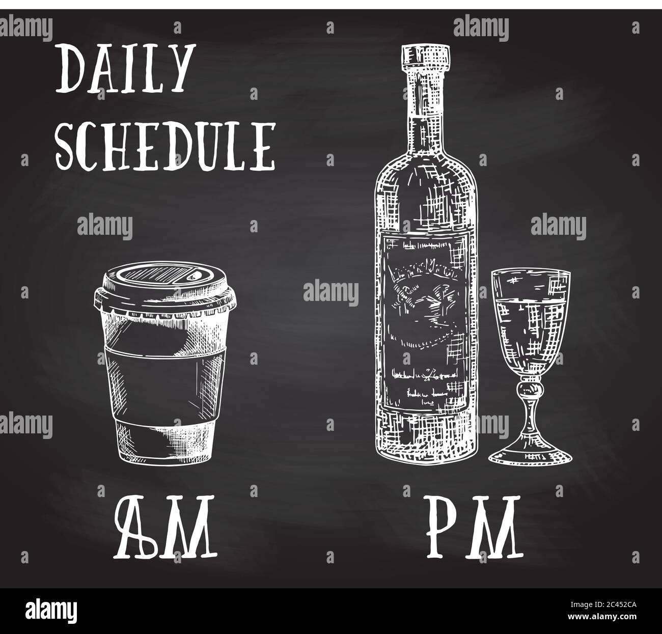 Vector concept poster with drinking habits. Coffee at the morning and ...