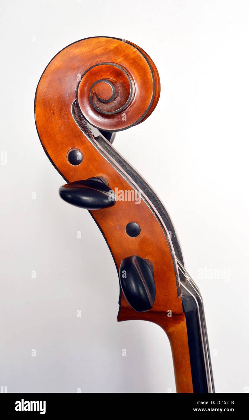 Cello, detail old wooden music instrument Stock Photo - Alamy
