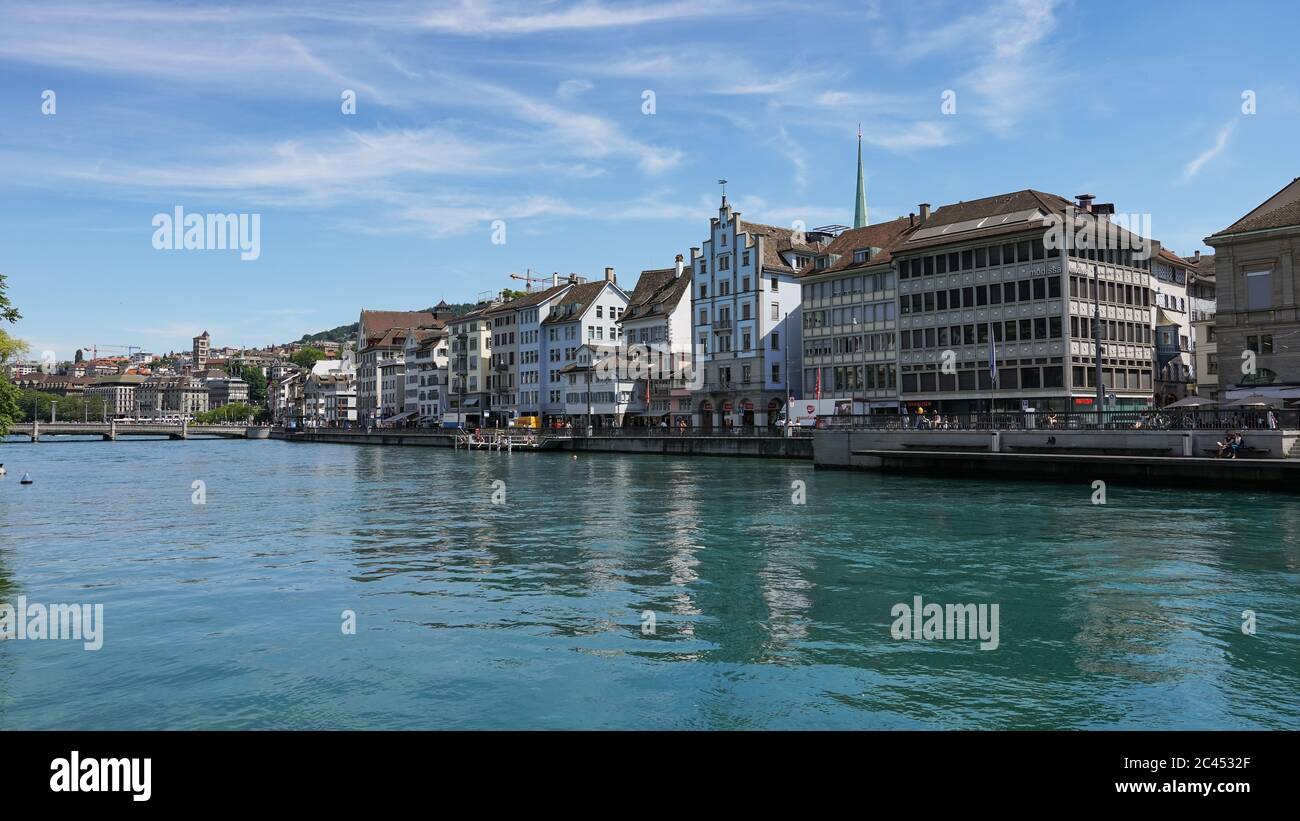 ZURICH, SWITZERLAND - JULY 04, 2017: View of historic Zurich city ...