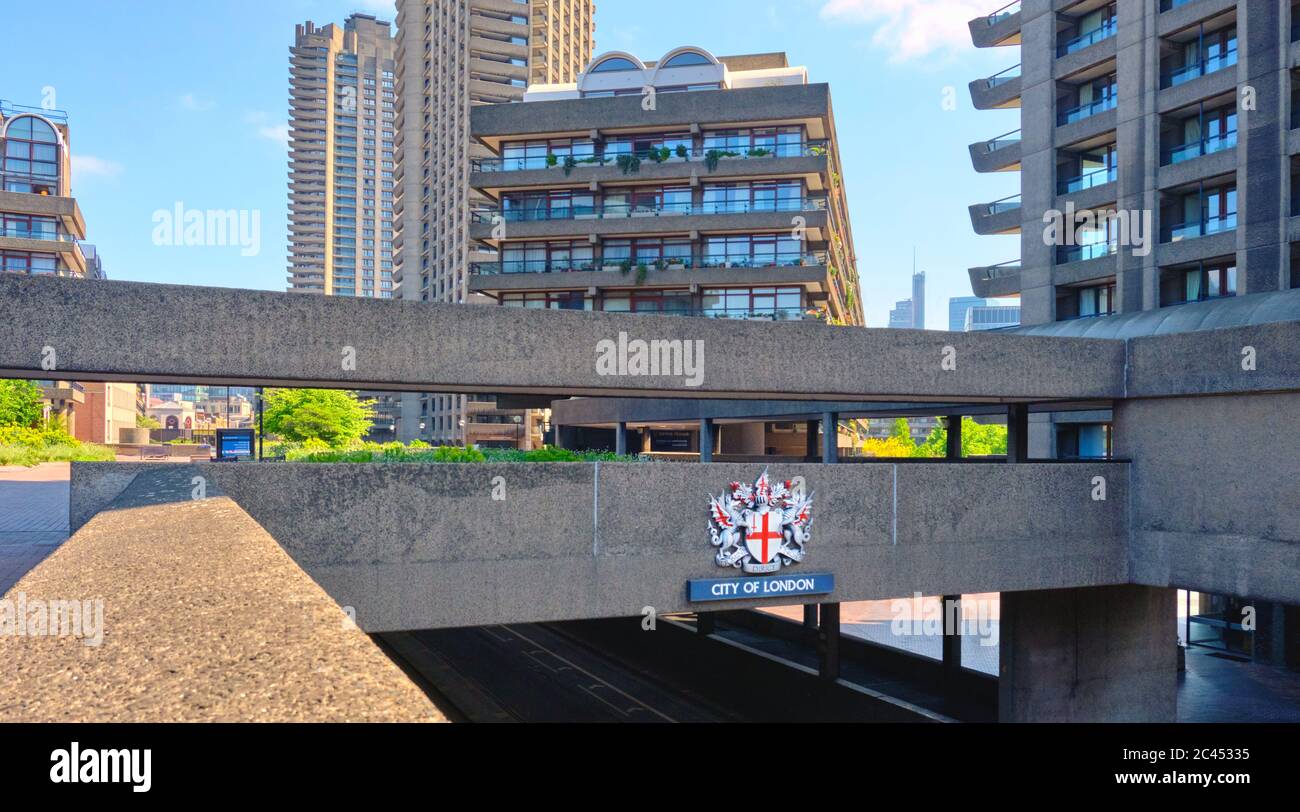 Residential area in Barbican Estate of the City of London. Unique ...