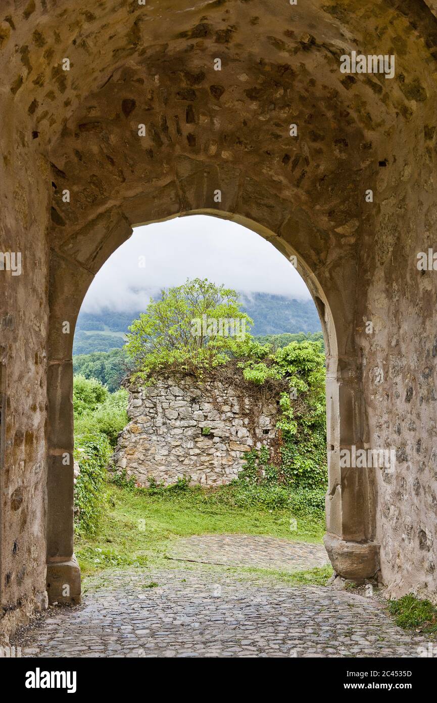 Ruined castle in Ferrette, France Stock Photo - Alamy