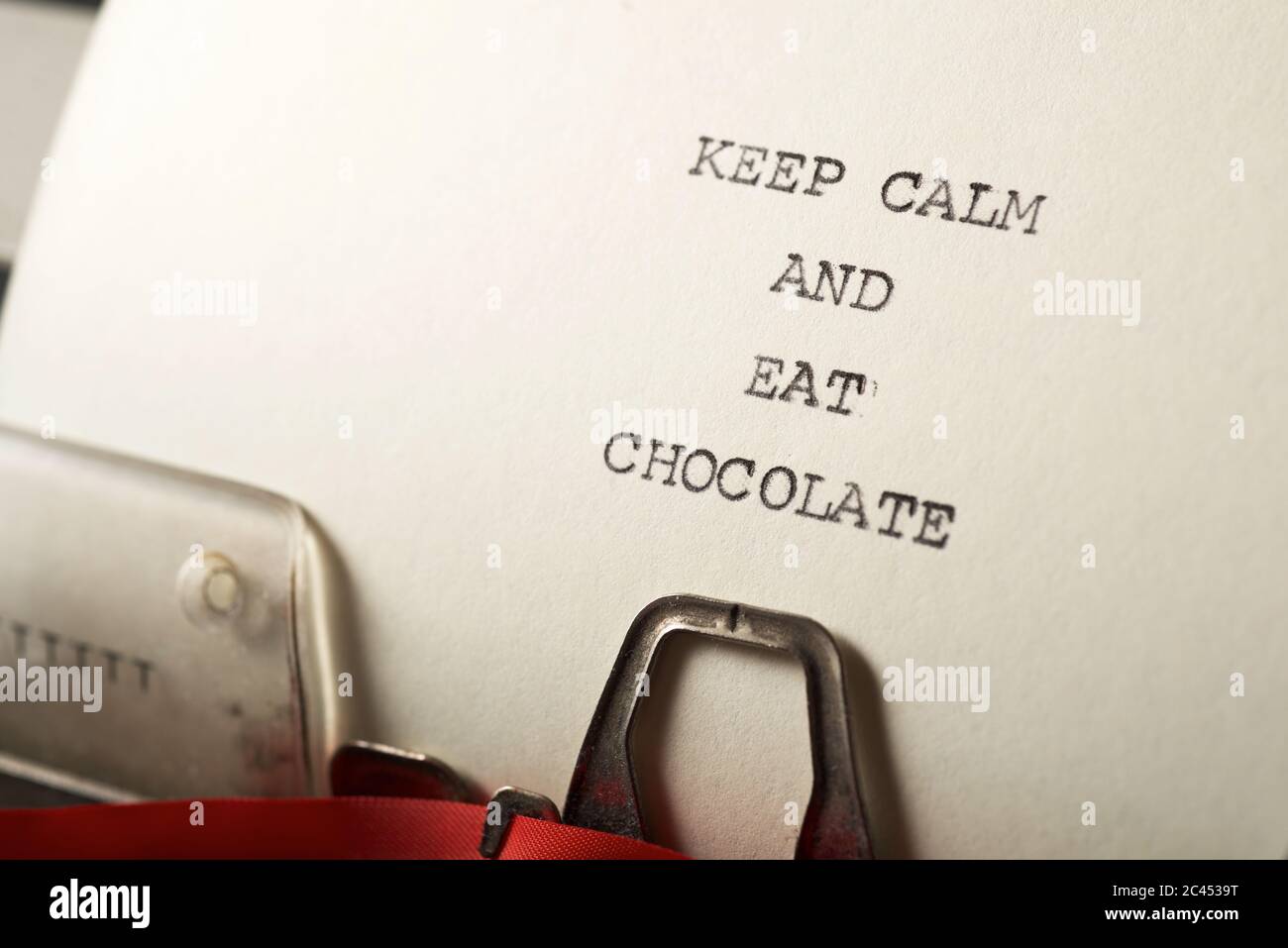 Keep calm and eat chocolate text written with a typewriter Stock Photo ...