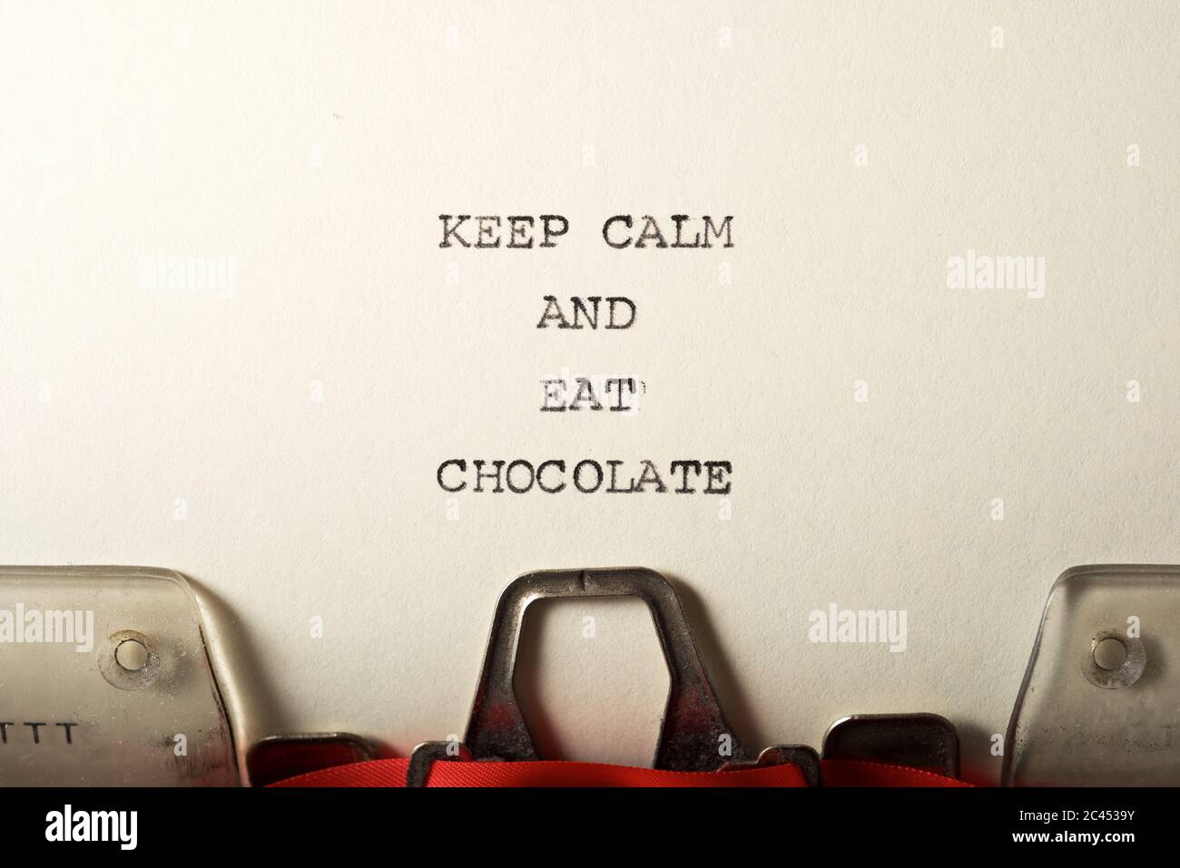 Keep calm and eat chocolate text written with a typewriter Stock Photo ...