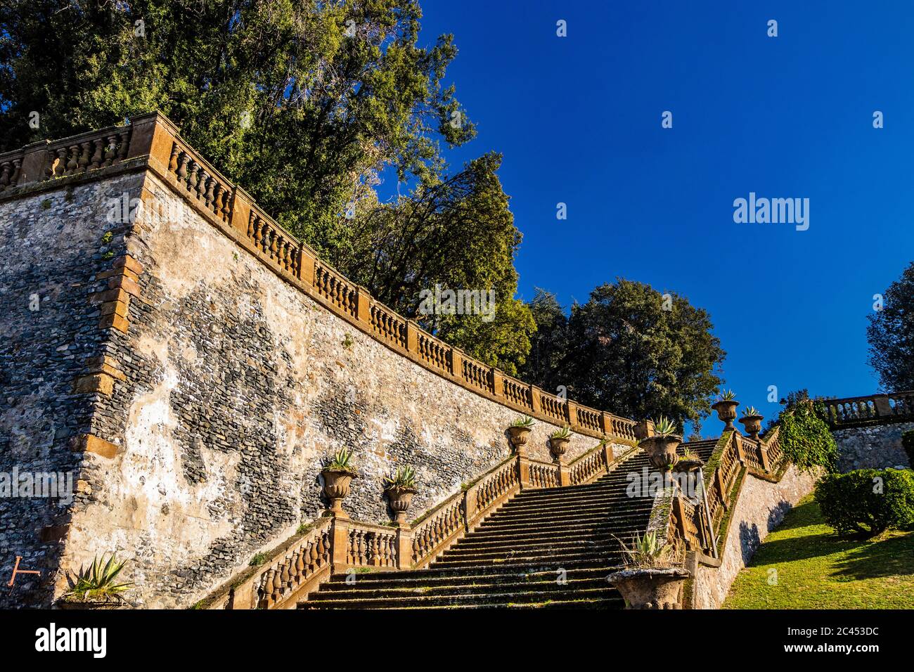 Beautiful park, public garden, with its access stairways, with lawn ...