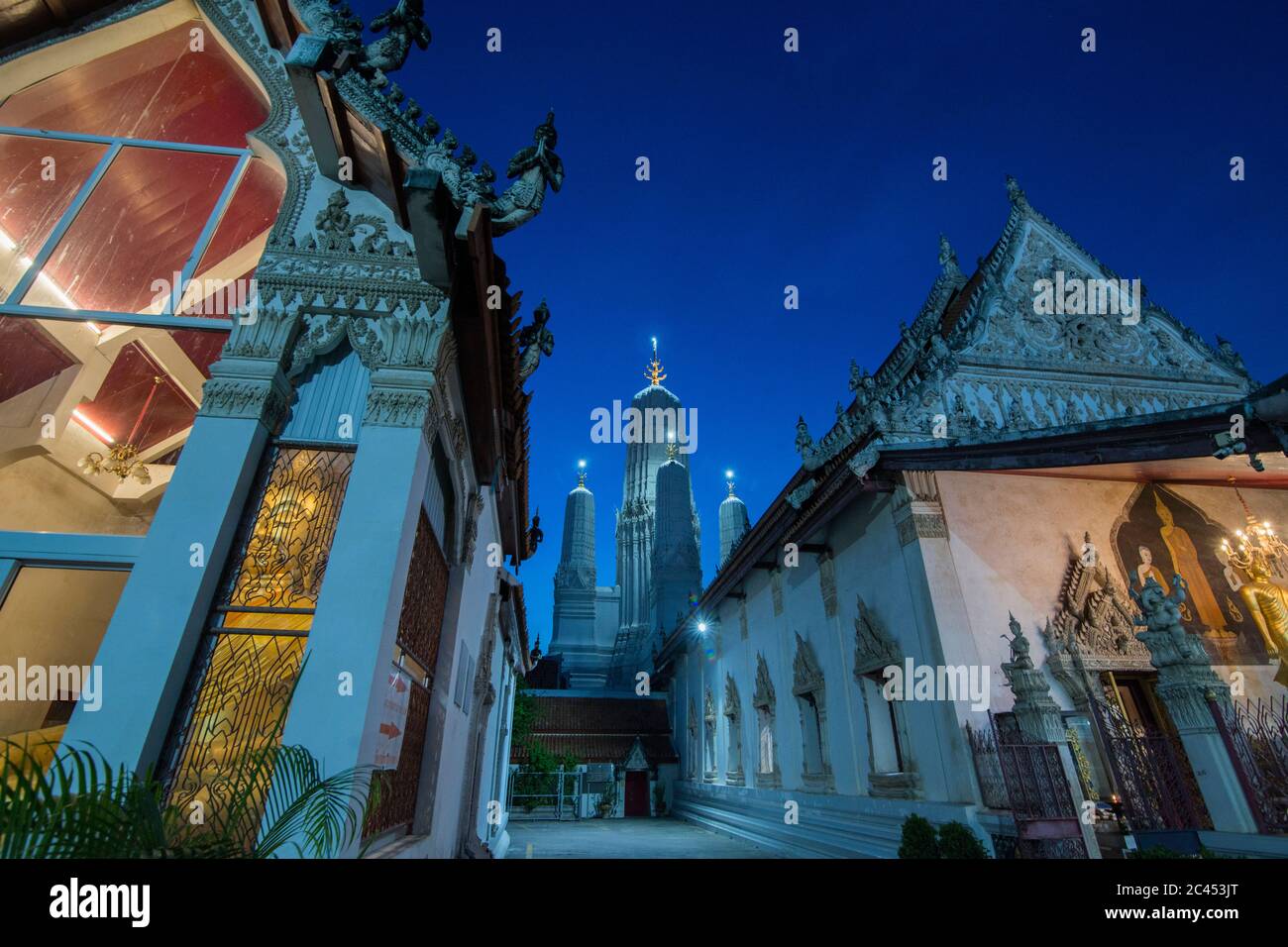 The Wat Mahathat Worawihan in the city of Phetchaburi or Phetburi in the province of Phetchaburi ...