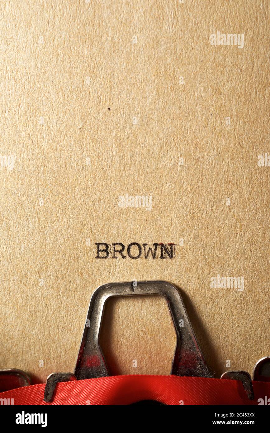 Brown word written on a paper Stock Photo - Alamy