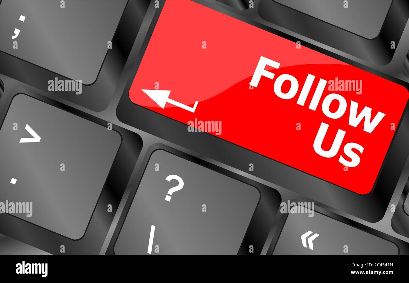 Social media concept: Keyboard with Follow Us button Stock Photo - Alamy