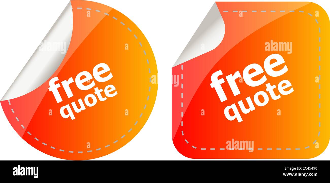 Free quote glossy button set isolated on white Stock Photo - Alamy