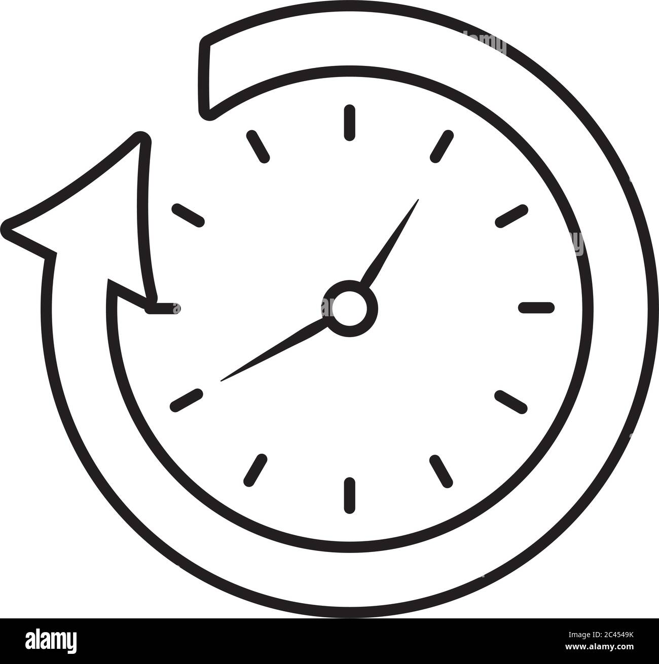 clock with arrow around icon over white background, line style, vector ...