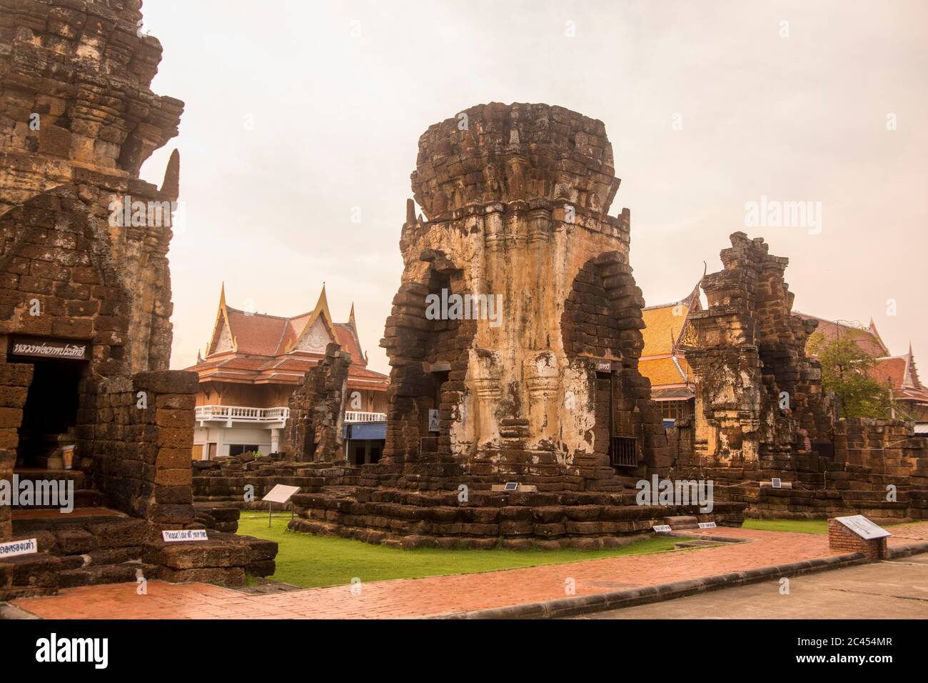 the Ruins of the Wat Kamphaeng Laeng Temple in the city of Phetchaburi ...