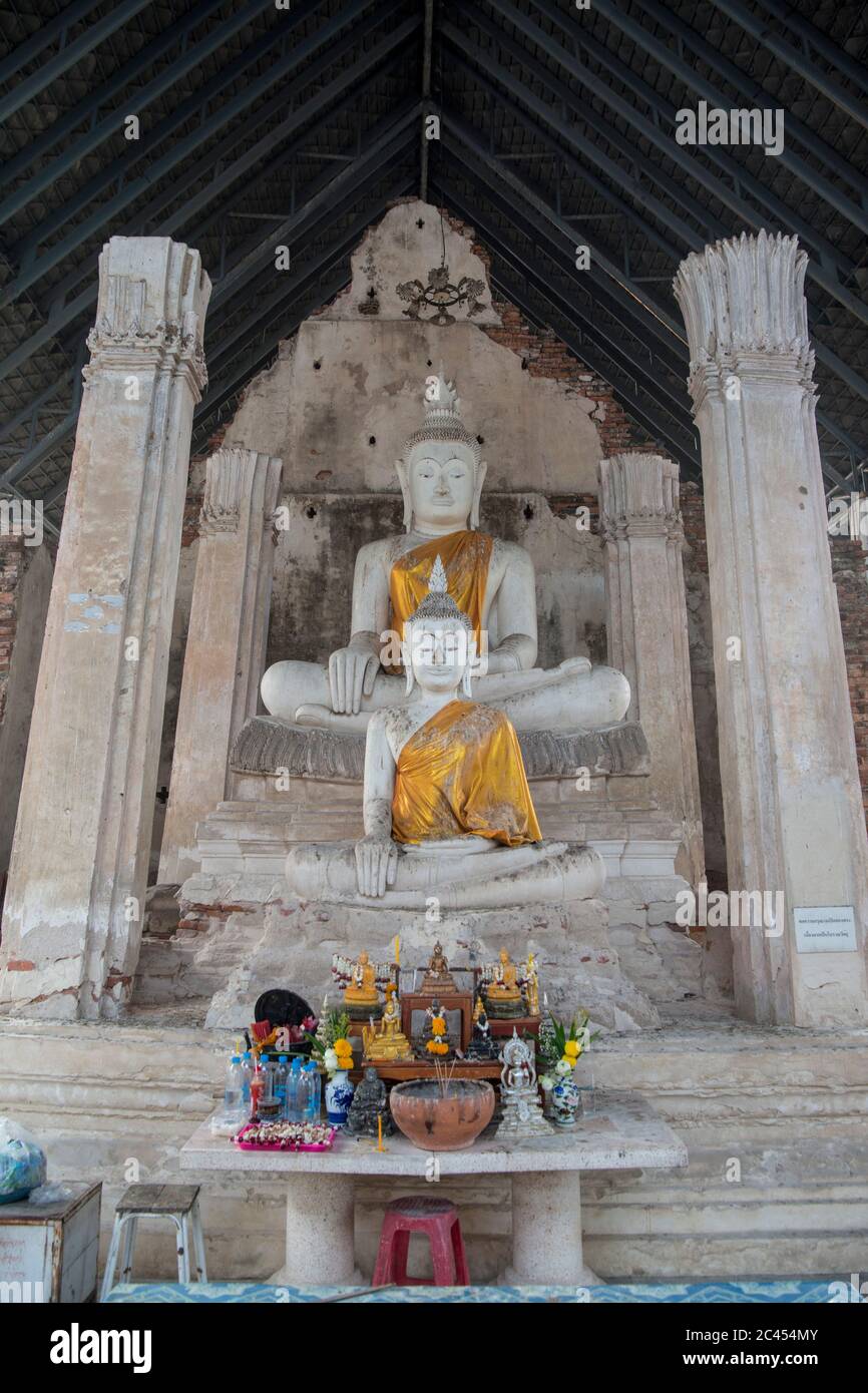 the Ruins of the Wat Phai Lom Temple in the city of Phetchaburi or ...