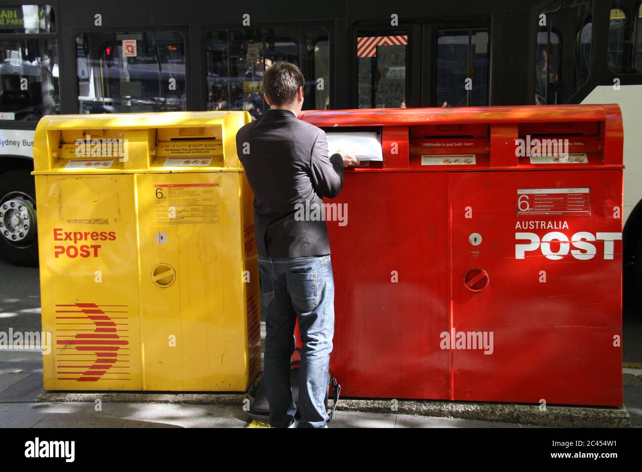 An Australia Post post box outside the QVB post office on Market Street ...