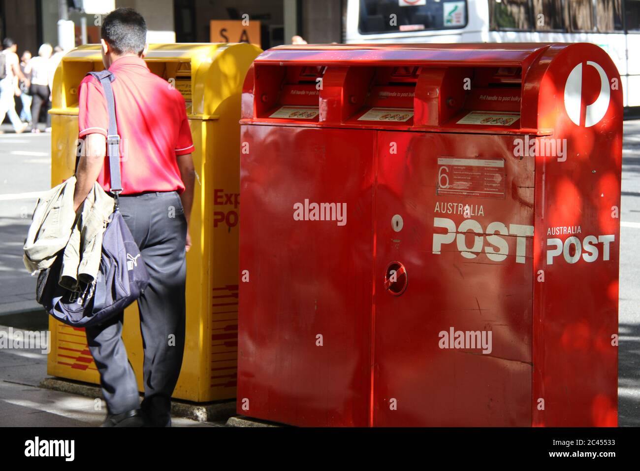 An Australia Post post box outside the QVB post office on Market Street ...