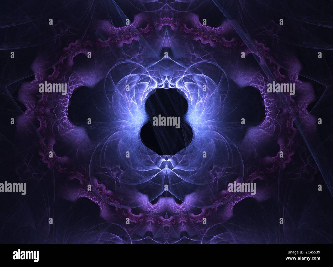 violet abstract round curves and lines on black background Stock Photo ...