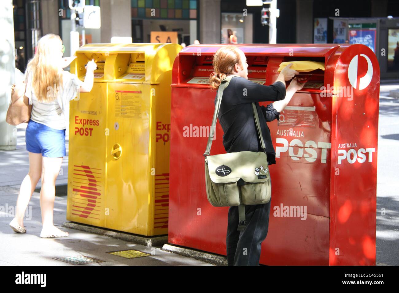 An Australia Post post box outside the QVB post office on Market Street ...