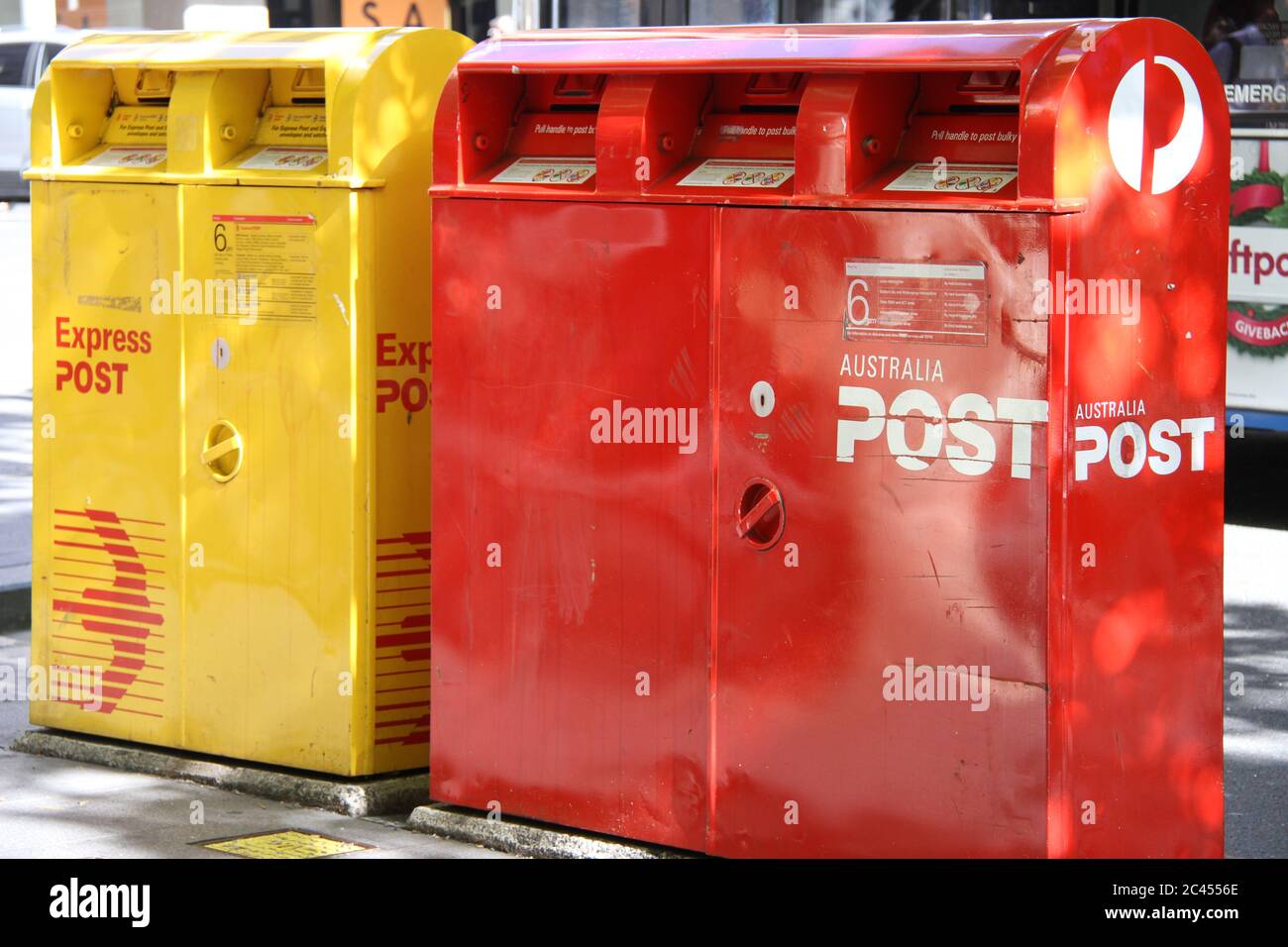 An Australia Post post box outside the QVB post office on Market Street ...