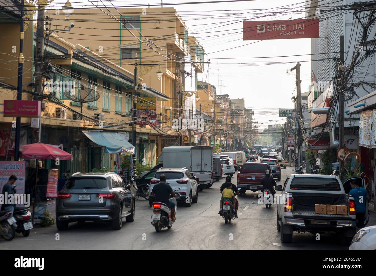 a road in the city centre of Phetchaburi or Phetburi in the province of ...