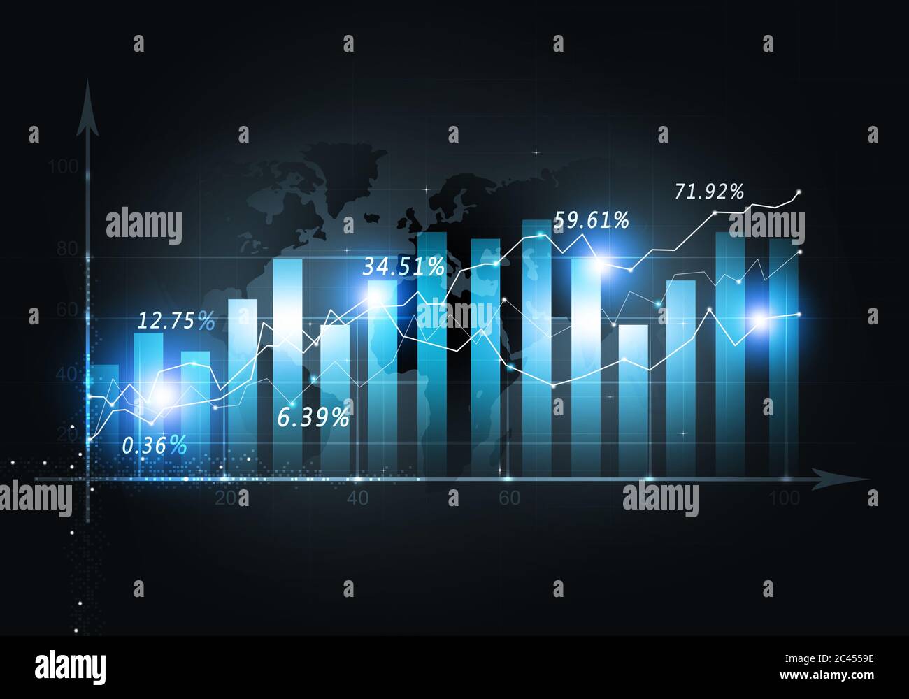 business stock market digital finance graph blue background Stock Photo ...