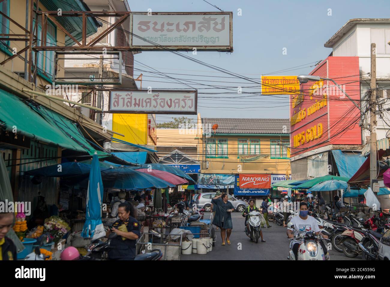 a road in the city centre of Phetchaburi or Phetburi in the province of ...