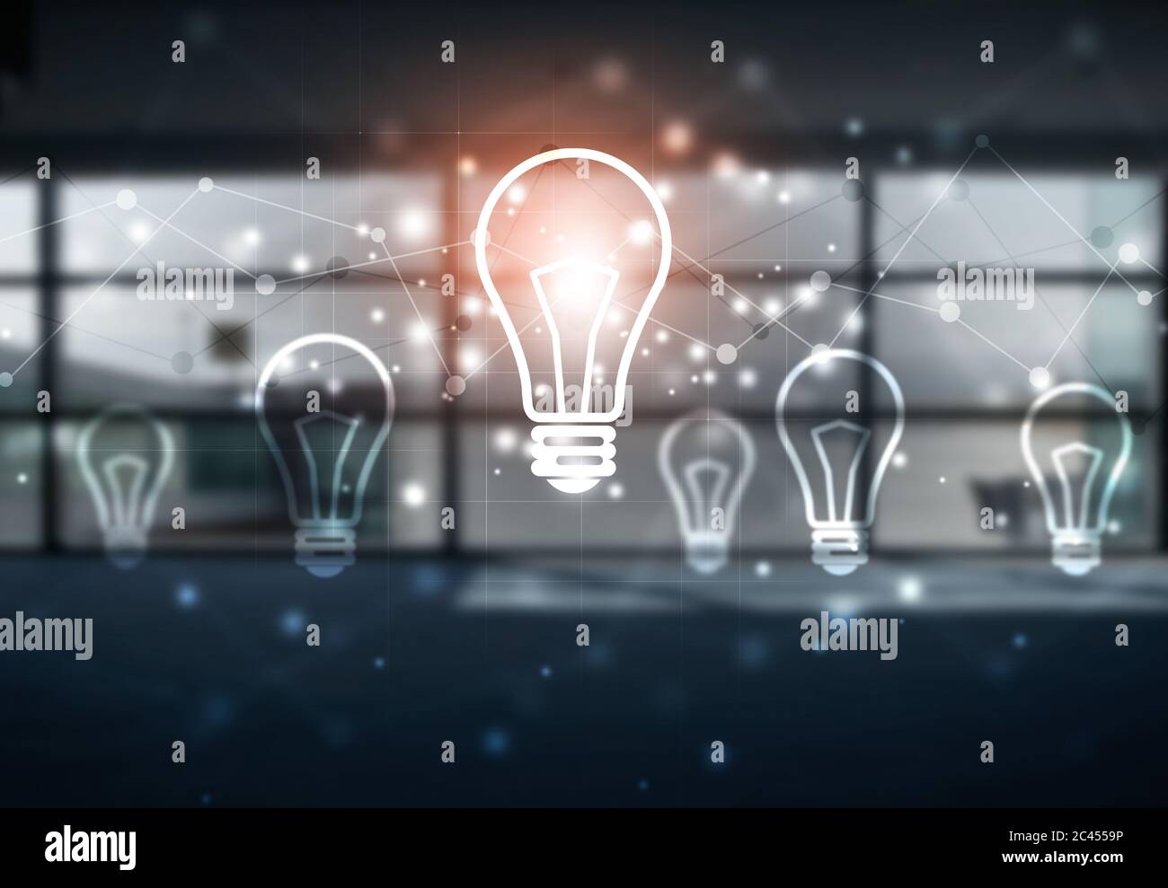 bright clever idea concept background with lighten lamp Stock Photo - Alamy