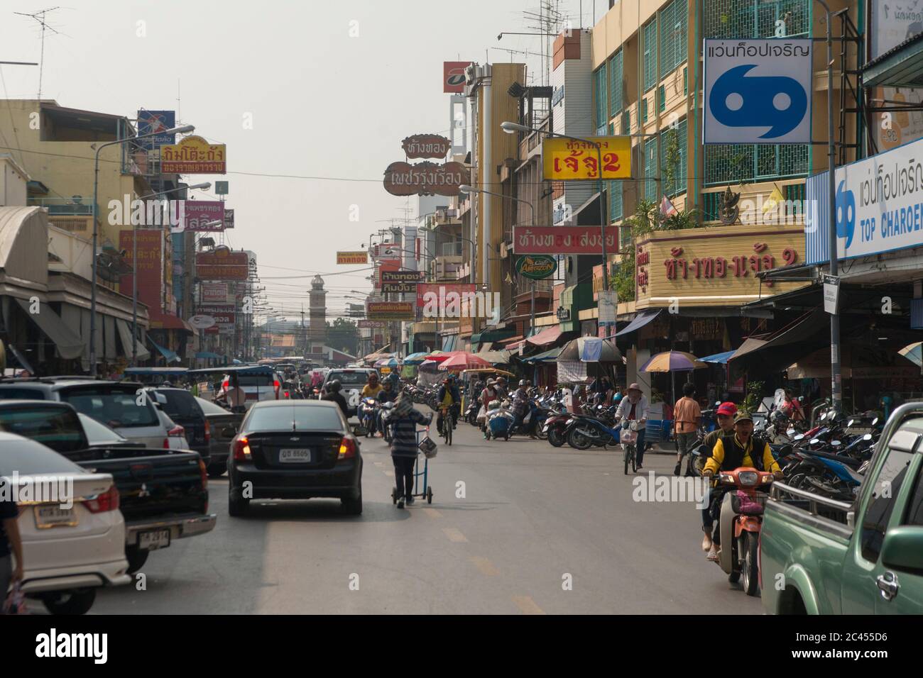 a road in the city centre of Phetchaburi or Phetburi in the province of ...