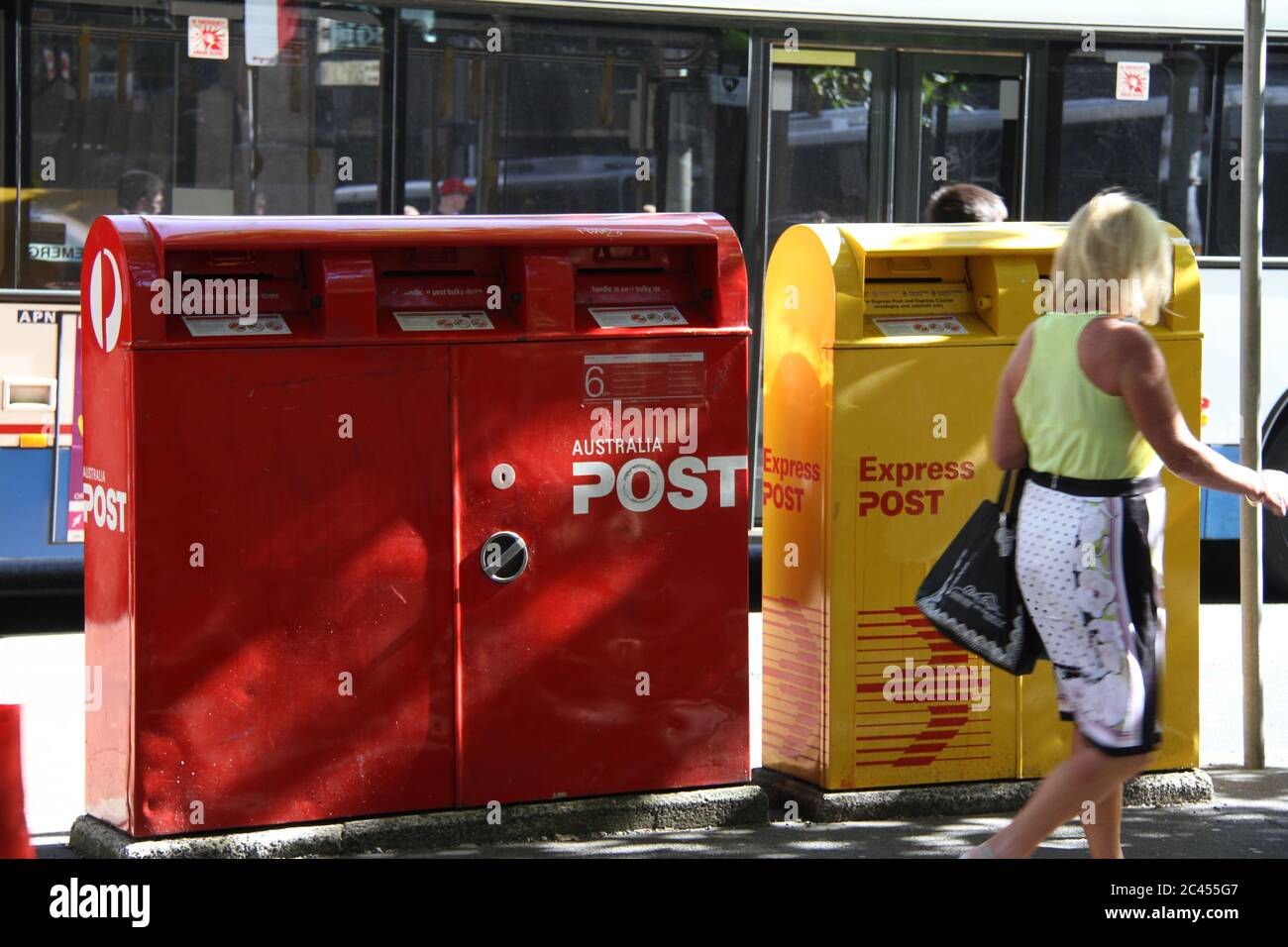 An Australia Post post box outside the QVB post office on Market Street ...