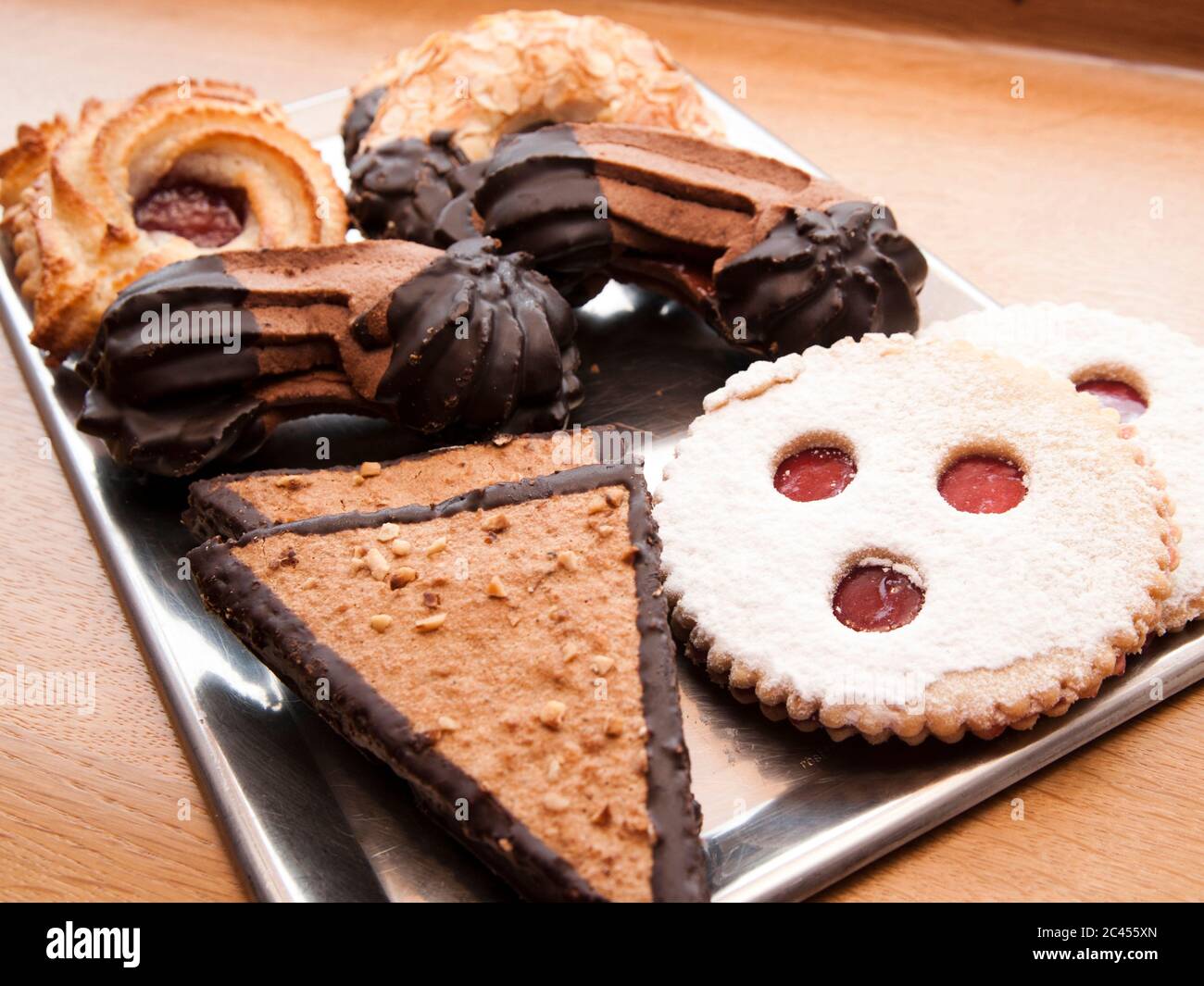 Different types of pastries on a tray Stock Photo - Alamy