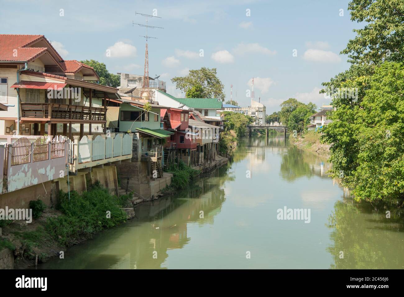 the Mae nam Phetchaburi River in the old Town in the city of ...